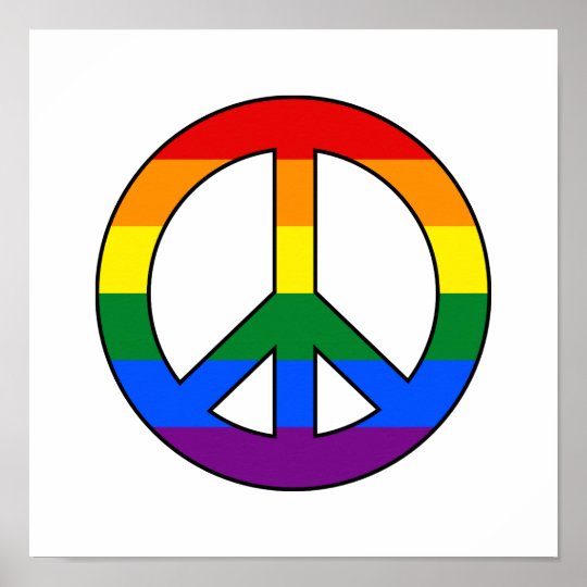 LGBT flag peace sign poster | Zazzle.com