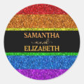 LGBT flag rainbow sparkles gay lesbian wedding Classic Round Sticker ...