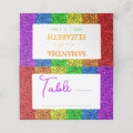 LGBT flag rainbow sparkles gay lesbian wedding Place Card | Zazzle