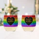 LGBT flag rainbow sparkles heart wedding Stemless Wine Glass | Zazzle