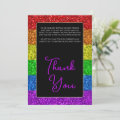 LGBT flag rainbow sparkles lesbian wedding Thank You Card | Zazzle