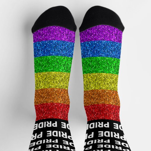 LGBT flag vibrant glitter sparkle pattern pride Socks | Zazzle