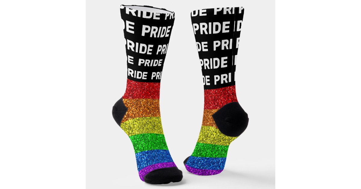 LGBT flag vibrant glitter sparkle pattern pride Socks | Zazzle