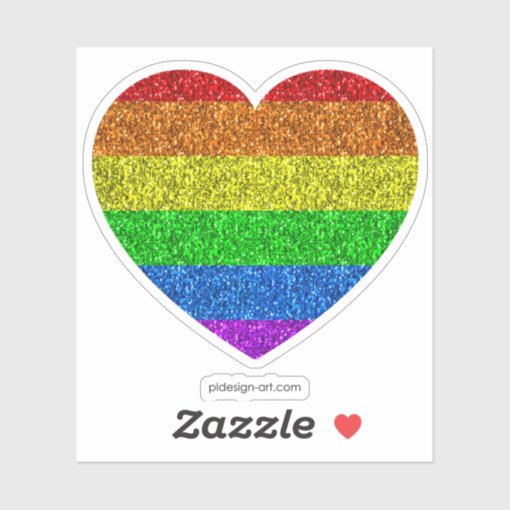 LGBT flag vibrant rainbow glitter sparkles heart Sticker | Zazzle