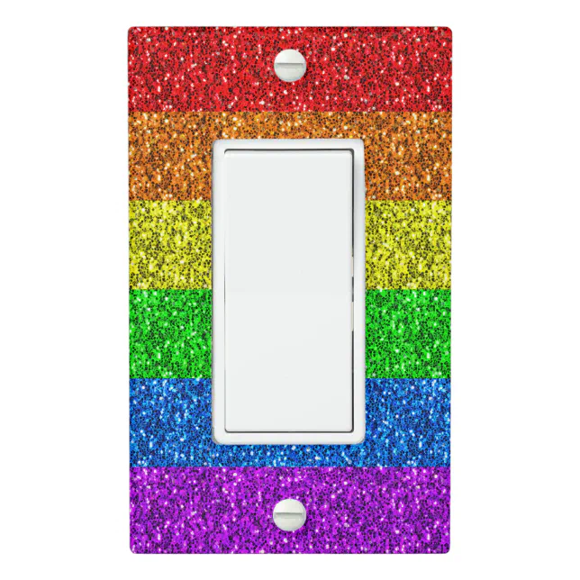 LGBT flag vibrant rainbow glitter sparkles Light Switch Cover | Zazzle