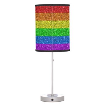 LGBT flag vibrant rainbow glitter sparkles Table Lamp | Zazzle