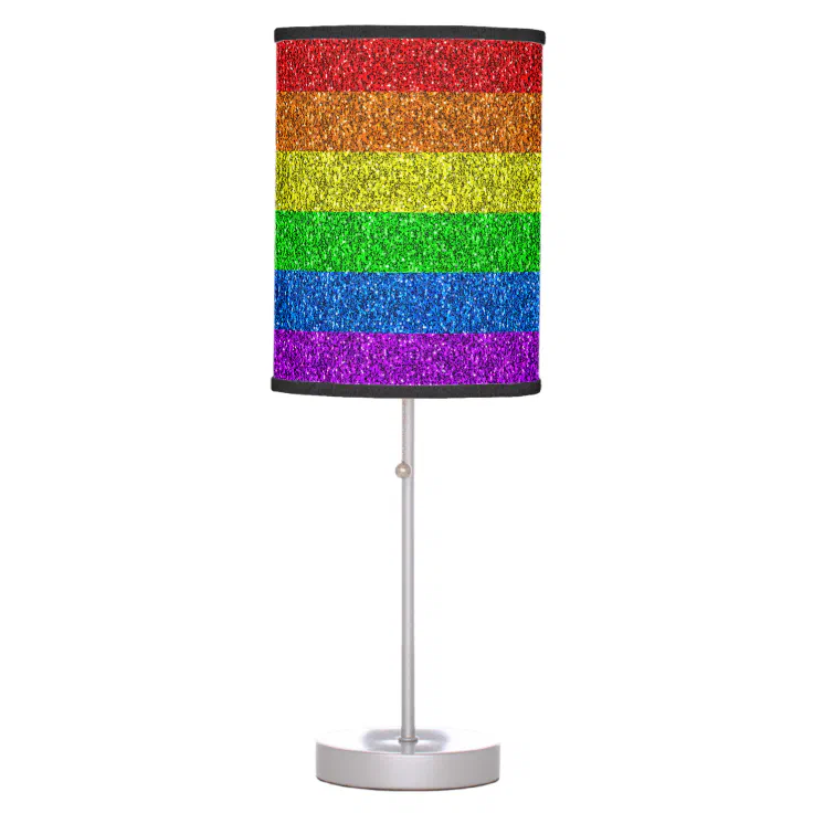 LGBT flag vibrant rainbow glitter sparkles Table Lamp | Zazzle