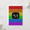 LGBT flag vibrant sparkles Monogram Invitation | Zazzle