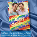 LGBT gay custom photo rainbow flag stars Christmas Foil Holiday Card ...