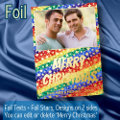 LGBT gay custom photo rainbow flag stars Christmas Foil Holiday Card ...