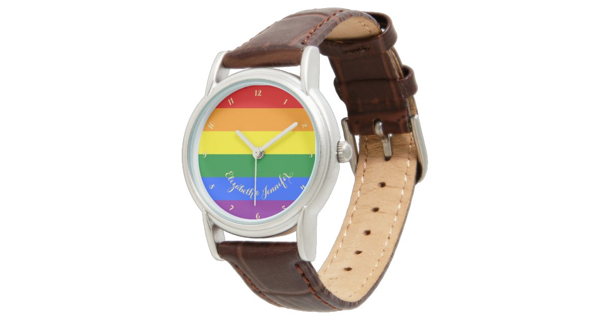 LGBT Gay Lesbian Pride Rainbow Flag Colors Wrist Watch | Zazzle