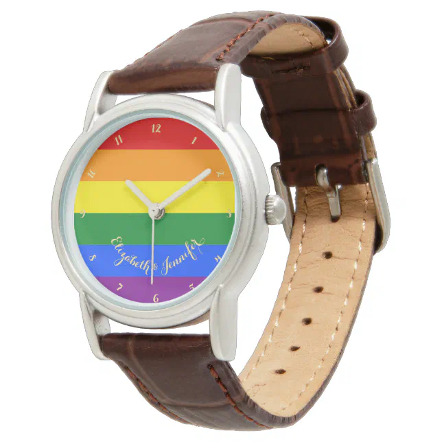 LGBT Gay Lesbian Pride Rainbow Flag Colors Wrist Watch | Zazzle