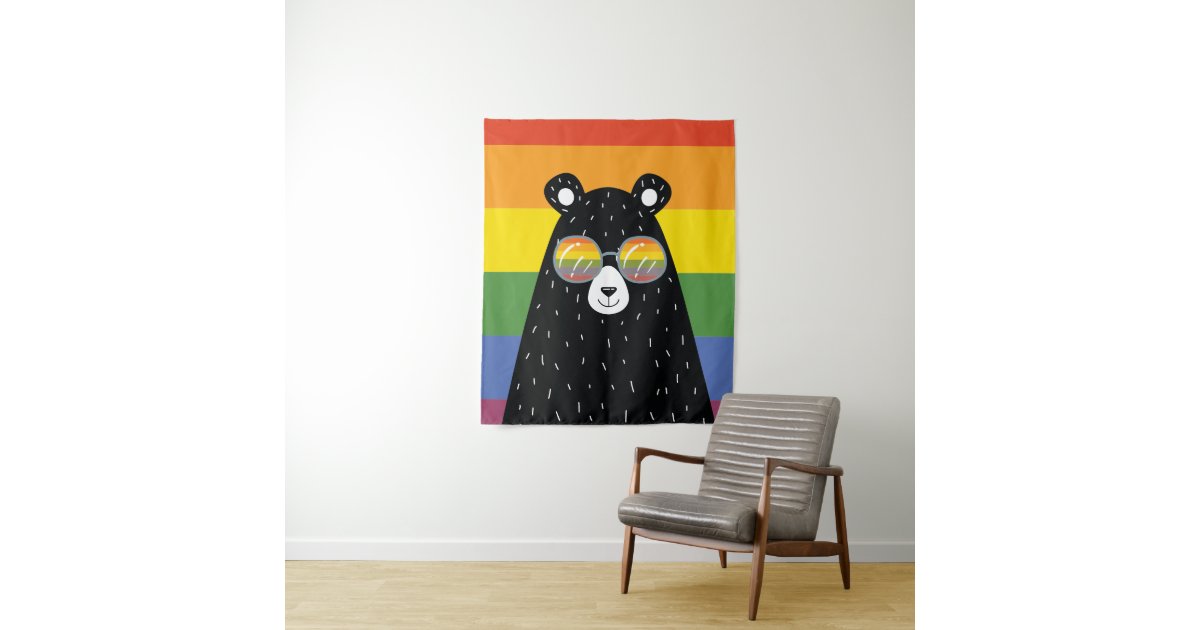 Lgbt Gay Pride Rainbow Bear Wearing Sunglasses Tapestry Zazzle