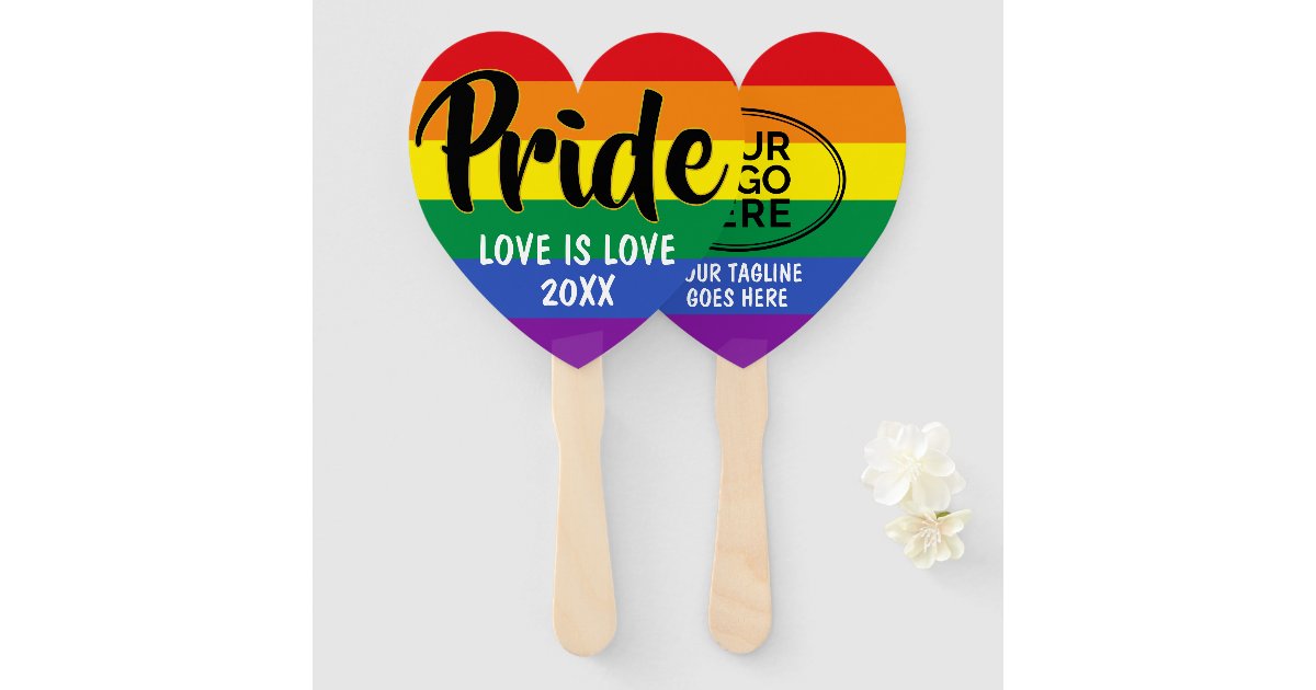 LGBT Gay Pride Rainbow Custom Logo Hand Fan | Zazzle