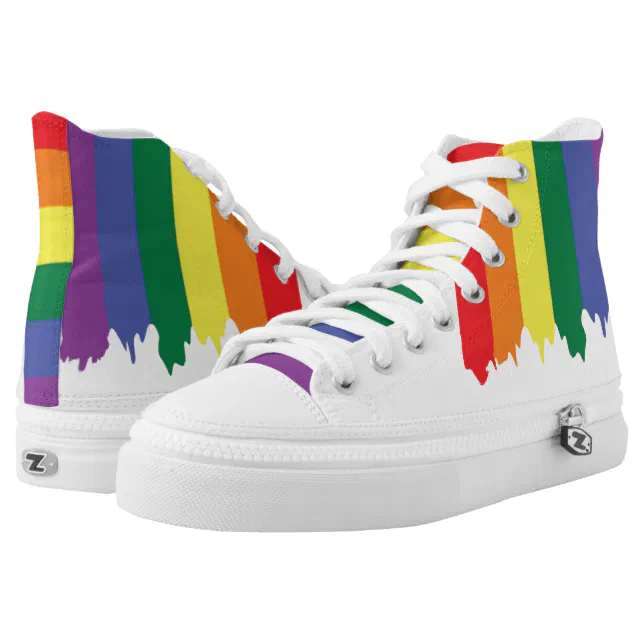 LGBT Gay Pride Rainbow Running Paint High-Top Sneakers | Zazzle