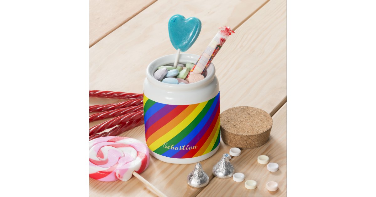 LGBT Gay Pride Rainbow Stripes Colorful Flag LGBTQ Candy Jar | Zazzle