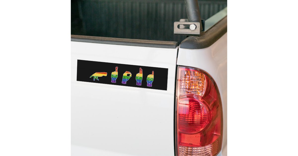 LGBT Glitter Rainbow ASL Proud Bumper Sticker | Zazzle