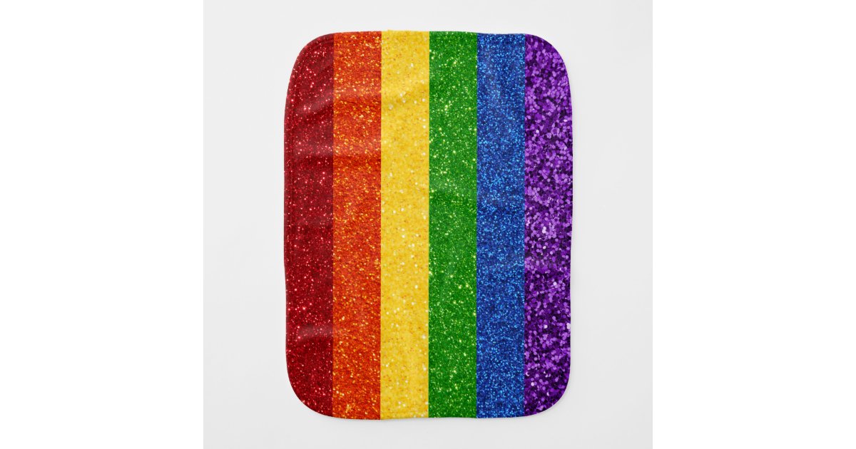 LGBT Glitter Rainbow Pride Flag Baby Burp Cloth | Zazzle