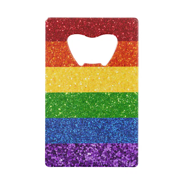 LGBT Glitter Rainbow Pride Flag Credit Card Bottle Opener | Zazzle