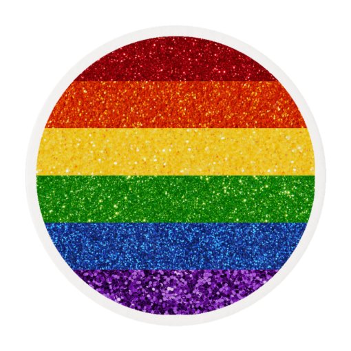 LGBT Glitter Rainbow Pride Flag Edible Frosting Rounds | Zazzle