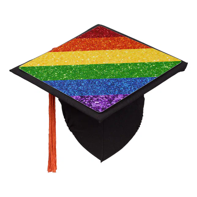 LGBT Glitter Rainbow Pride Flag Graduation Cap Topper | Zazzle