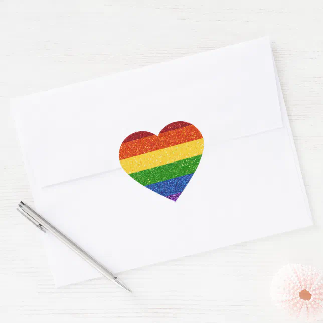 LGBT Glitter Rainbow Pride Flag Heart Sticker | Zazzle