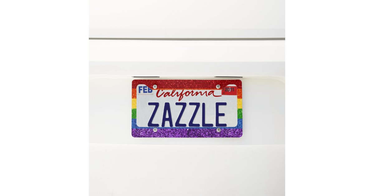 LGBT Glitter Rainbow Pride Flag License Plate Frame | Zazzle