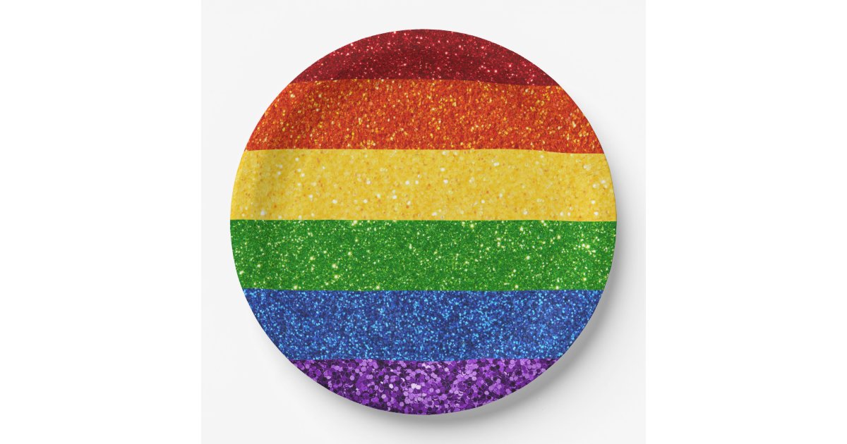 LGBT Glitter Rainbow Pride Flag Paper Plates | Zazzle