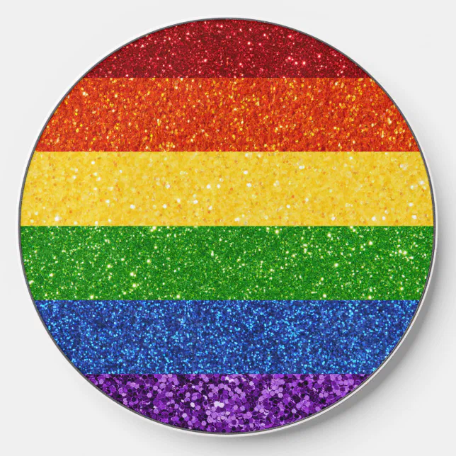 LGBT Glitter Rainbow Pride Flag Wireless Charger | Zazzle