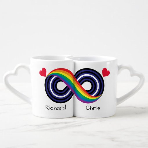 LGBT Infinity Symbol Leather Pride Personalized Coffee Mug Set | Zazzle