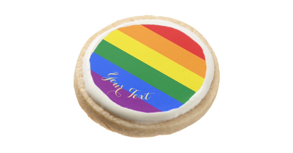 LGBT Lesbian Gay Pride Rainbow Flag Colors Stripes Round Shortbread ...
