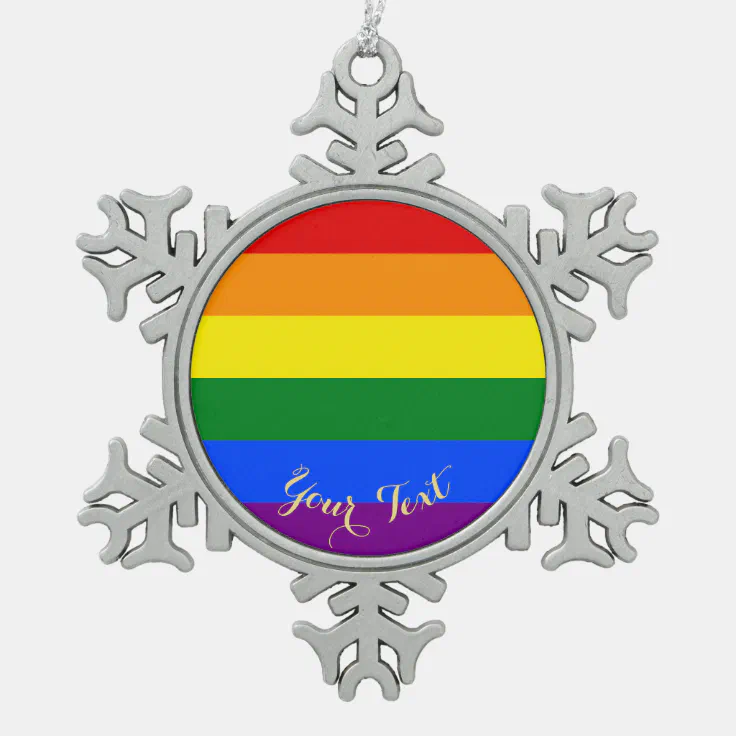 Lgbt Lesbian Gay Pride Rainbow Flag Holiday Decor Snowflake Pewter