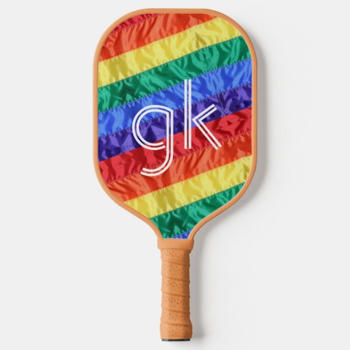 LGBT LGBTQ Rainbow Flag Gay Pride Monogram Initial Pickleball Paddle ...