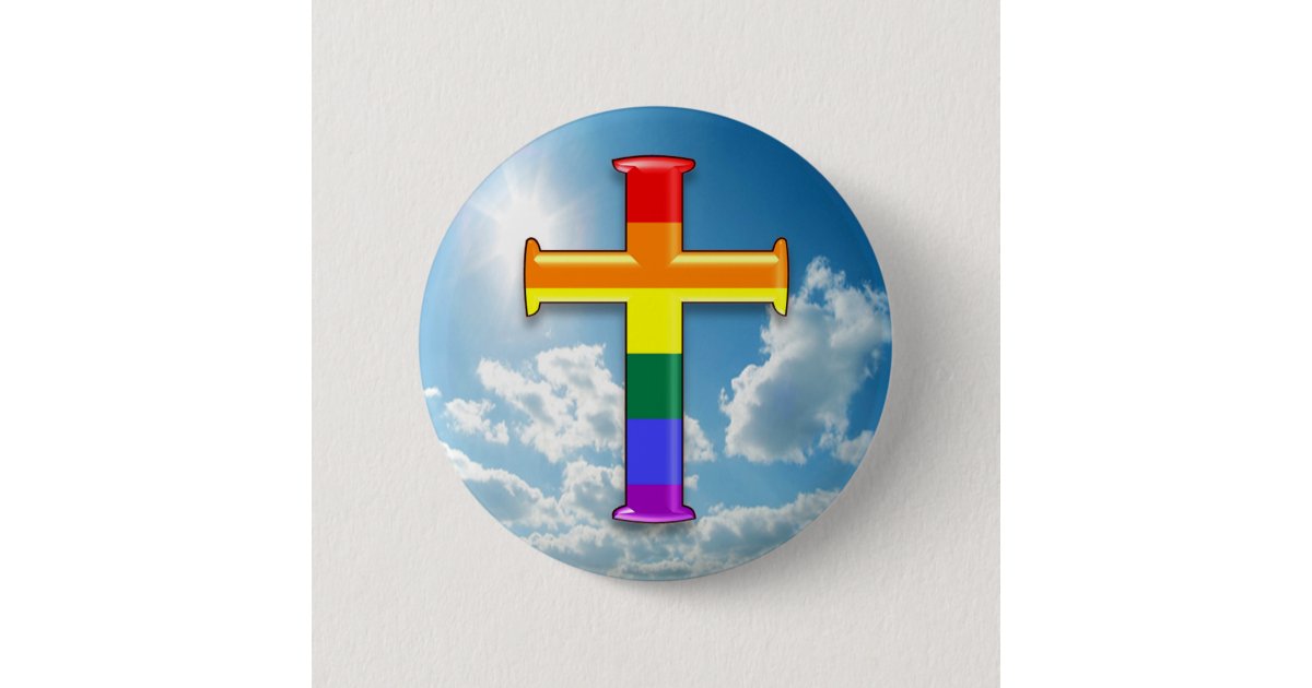 LGBT Pride Cross Pinback Button | Zazzle.com