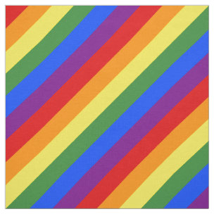 Rainbow Color Diagonal Stripes Pattern Fabric | Zazzle