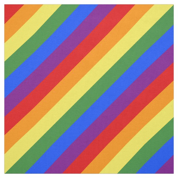 Rainbow Color Diagonal Stripes Pattern Fabric | Zazzle