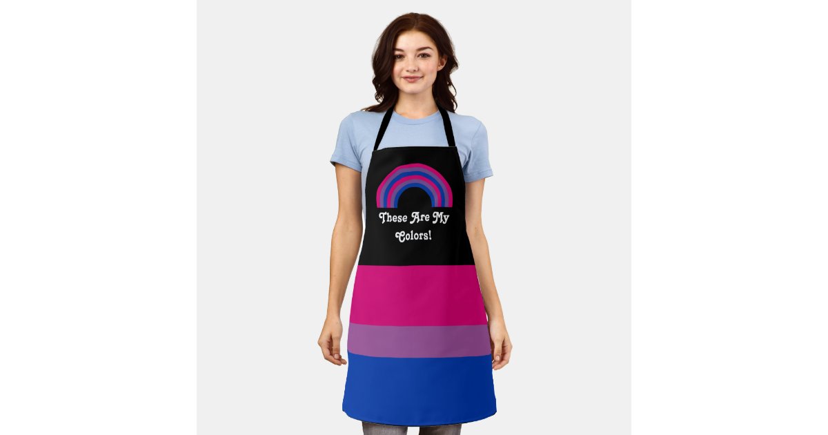 LGBT pride flag and rainbow with a custom text Apron | Zazzle