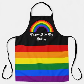 LGBT pride flag and rainbow with a custom text Apron | Zazzle
