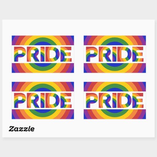 LGBT Pride Geometric Rainbow Bullseye Rectangular Sticker | Zazzle