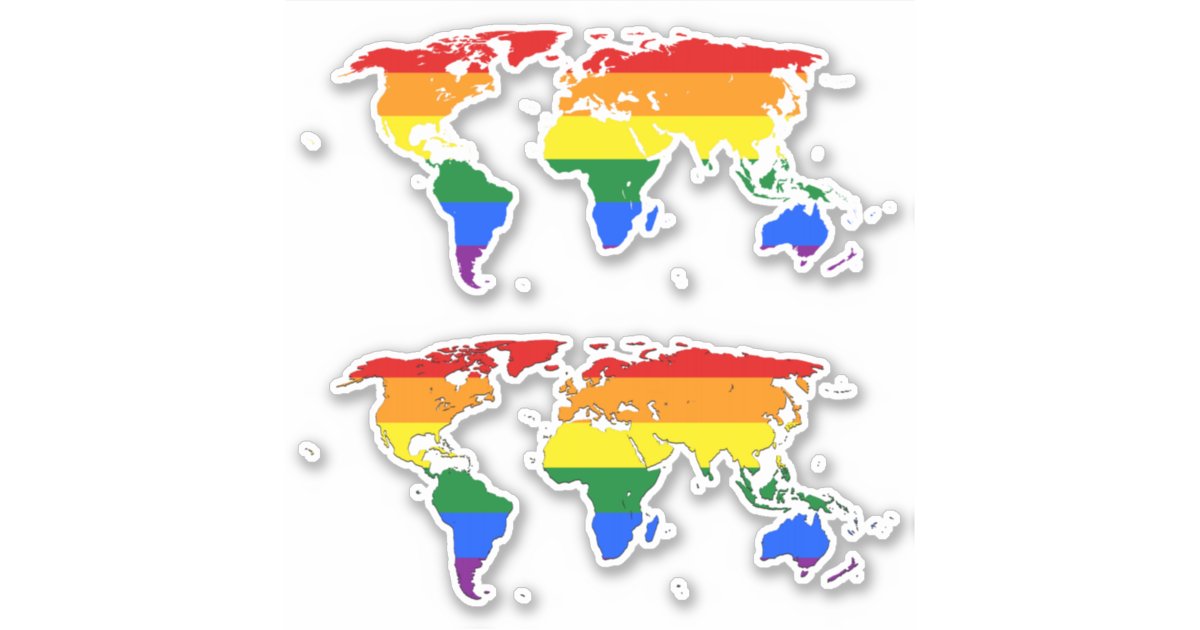 Lgbt Pride Map Of The World Sticker Zazzle