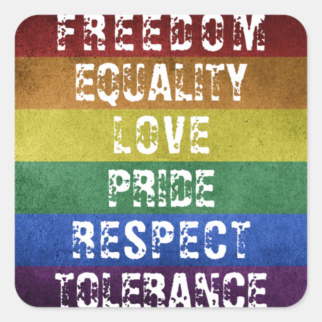 LGBT Pride Modern Rainbow Stripes Flag Square Sticker | Zazzle