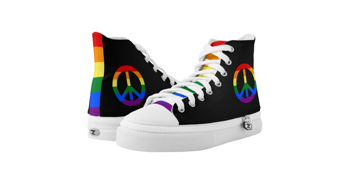 LGBT pride peace sign High-Top Sneakers | Zazzle