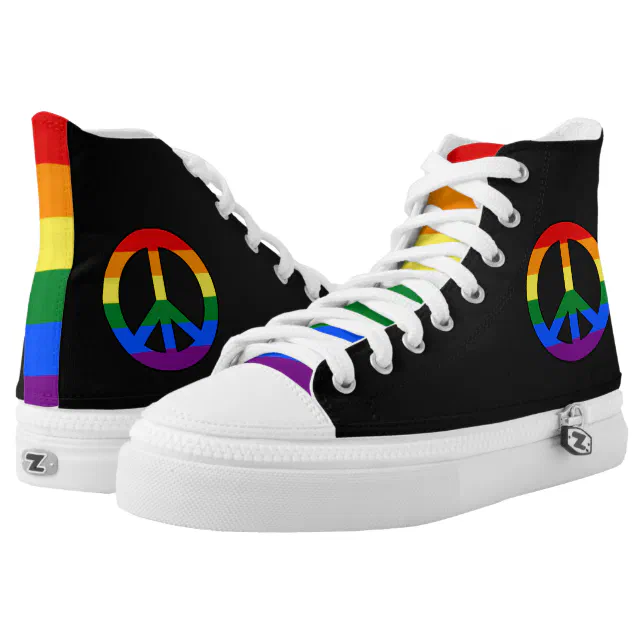 LGBT pride peace sign High-Top Sneakers | Zazzle