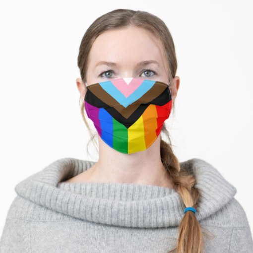 LGBT PRIDE (Progress Pride) Adult Cloth Face Mask | Zazzle