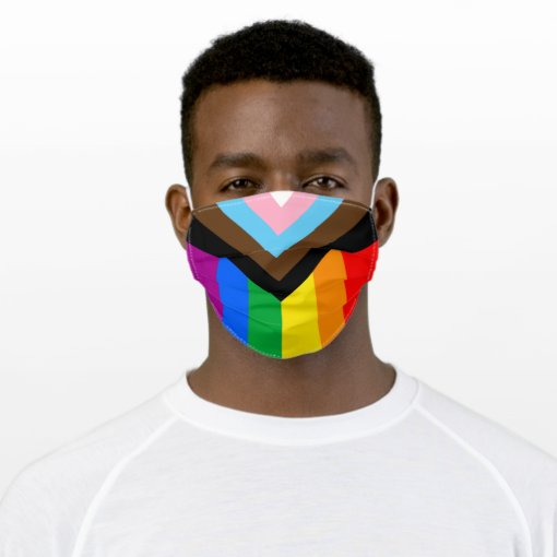 LGBT PRIDE (Progress Pride) Adult Cloth Face Mask | Zazzle