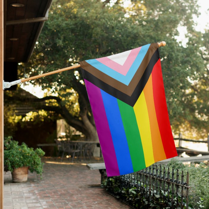 LGBT PRIDE (Progress Pride) House Flag | Zazzle.com