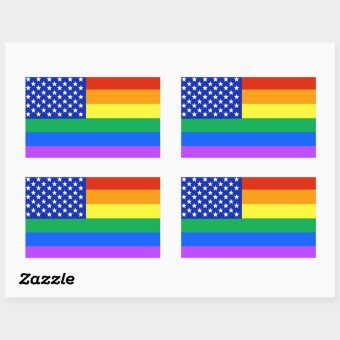 LGBT Rainbow American Flag Rectangular Sticker | Zazzle