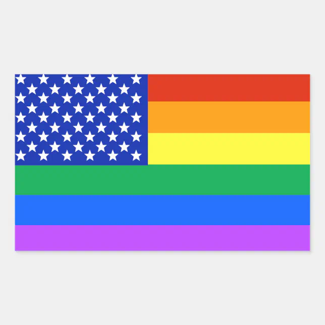 LGBT Rainbow American Flag Rectangular Sticker | Zazzle