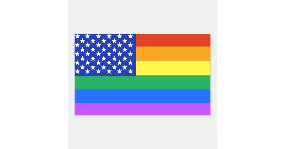LGBT Rainbow American Flag Rectangular Sticker | Zazzle