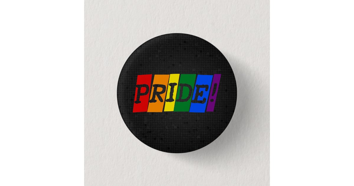 LGBT rainbow pride black button | Zazzle